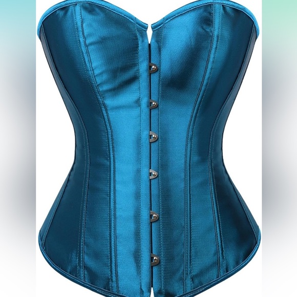 Amazon | Tops | Satin Blue Corset Top | Poshmark